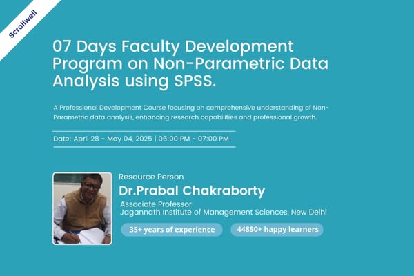 7 Days Fdp On Non Parametric Data Analysis Using Spss Scrollwell